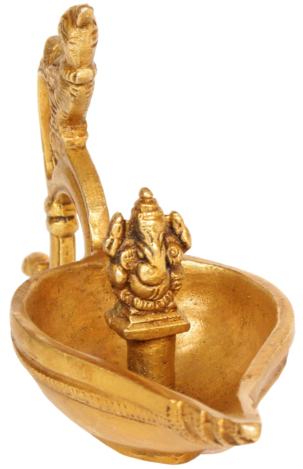 7" Ganesha Diya with Peacock Handle (Price Per Piece) In Brass ...