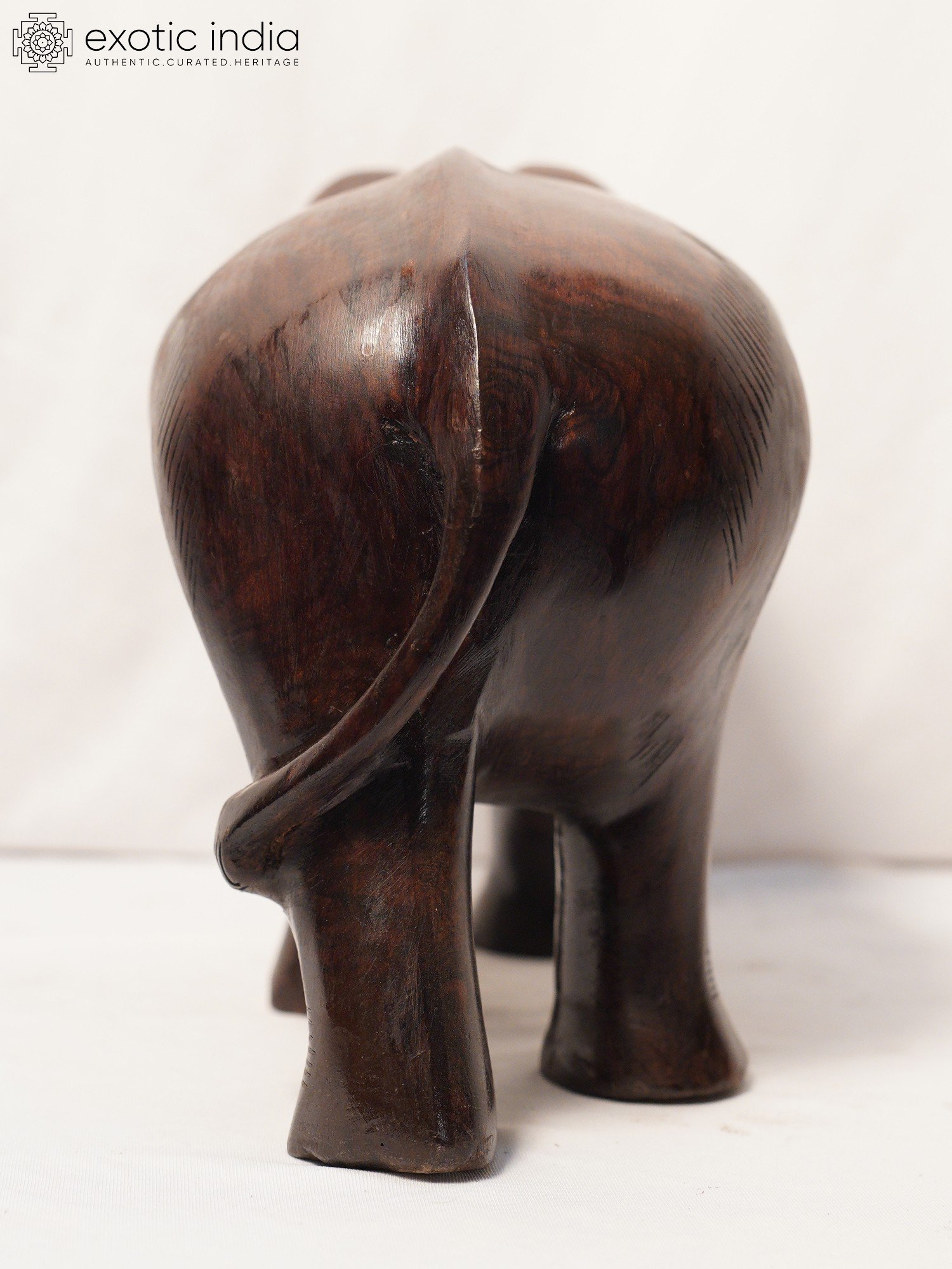 12" Walking Gesture Elephant Statue | Handmade Rosewood Figurine ...