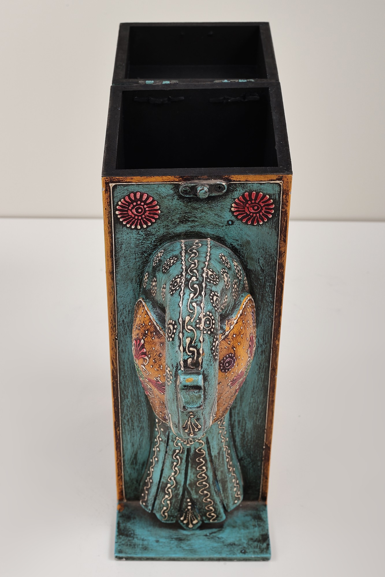 13" Long Hand Painted Peacock Bottle Box | Handmade Mango Wood Boxes ...