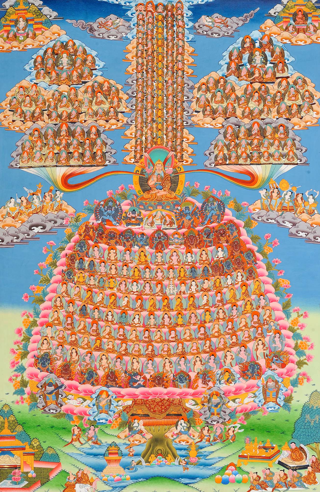 Gelugpa Refuge Tree (Tibetan Buddhist Guruparampara) - Indian Artwork ...
